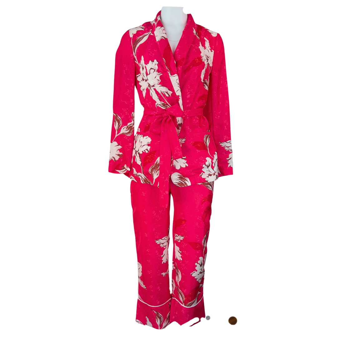 Zara Coral and White Floral Satin PJ Suit – RefindStyle